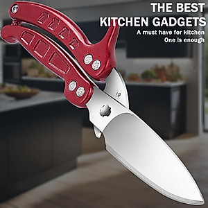 SLEMOON Kitchen Shears Heavy Duty Poultry Shears Meat Cutting Dishwasher Safe and Stainless Food Kitchen Scissors for Chicken Turkey Thanksgiving,Burgundy