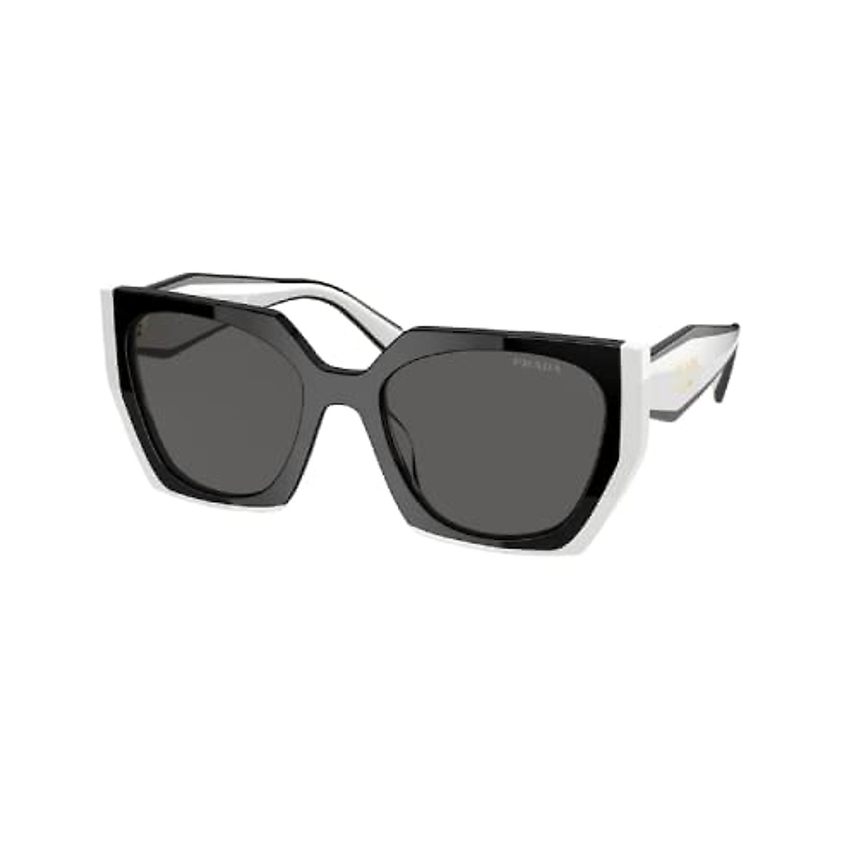 Prada PR15WS 09Q5S0 54MM Black/Talc/Dark Grey Rectangle Sunglasses for Women + BUNDLE With Designer iWear Complimentary Eyewear Kit