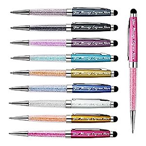 Ancolo Personalized Ballpoint Pens with Stylus tip stylish pens premium Crystal Diamond pen - Engraved with Your Name Logo or Message, Phone Number Black ink Perfect for Bank, Office, Hotel Lobbies