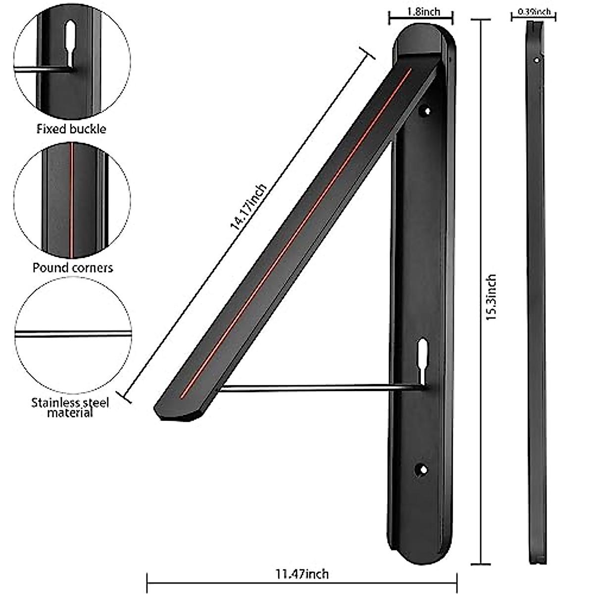 SunEegral Quality Clothes Drying Rack Wall Mounted,Laundry Room Folding Organization Storage,Foldable Hanging Drying Rod Ultrathin Small Collapsible for Space Saving,65Ibs Capacity,Aluminum(Black)