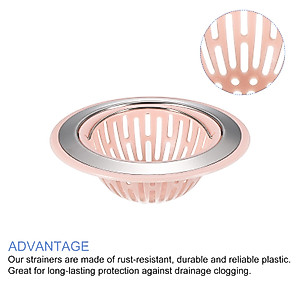 METALLIXITY Bathroom Sink Drain Strainer(4.5" x 3.1") 2pcs, Stainless Steel Sink Strainer Hair Catcher Fits for Bathroom Bathtub Wash Basin Hole Drains, Pink