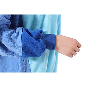 MEILIS womens Stitch Zip Up Animal Pyjamas One Piece Sleepwear Costume Cartoon JumpSuit, Blue Stitch, X-Large