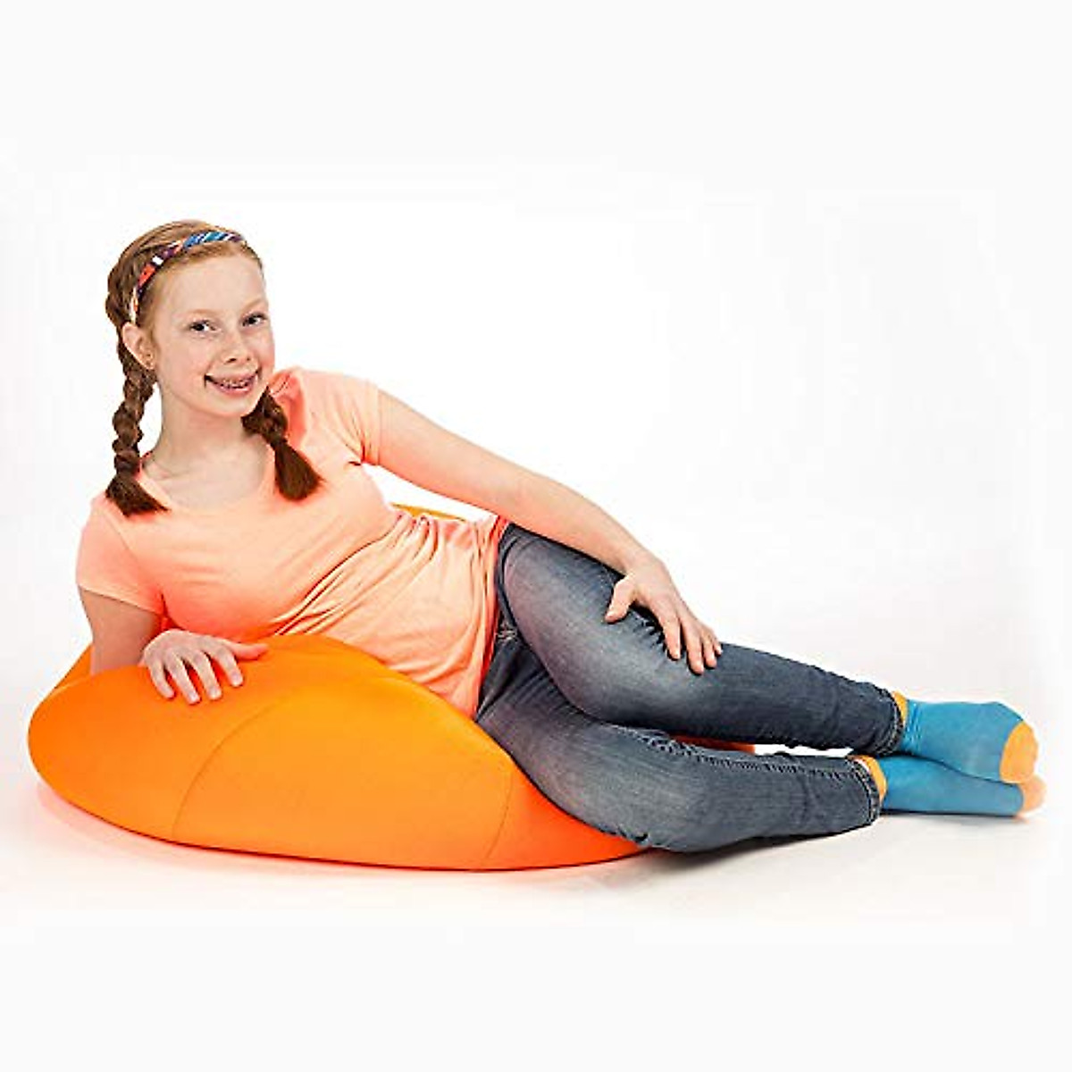 Fun and Function - Mega Mushy Smushy Bean Bag Chair - Alternative Seating Options for Classrooms, Clinic & Home Use - Lightweight & Calming - Large, 24 Inches - Orange