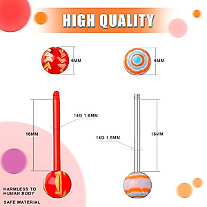 Jadive 200 Pieces Mix Tongue Rings Set Acrylic Bar Stainless Steel Bar Tongue Rings 14G 16 mm Straight Barbell Tongue Rings women Nipple Ring tongue piercing jewelry, Assorted Colors