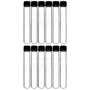 EISCO 12PK Test Tubes, 50ml - Bakelite Screw Cap with Rubber Liner - Borosilicate 3.3 Glass - 5.9" x 1" - Round Bottom - Leak Proof