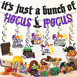 Hocus Pocus Party Decorations for Halloween It's Just A Bunch of Hocus Pocus Banner Hocus Pocus Hanging Decorations and Hocus Pocus Garland Banner Hocus Pocus Trunk or Treat Car Decorations Hocus