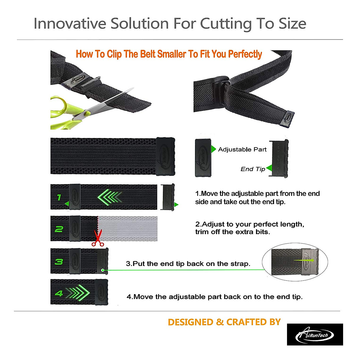 AiRunTech Running Belt with Water Bottles No Bounce Hydration Belts Can be Cut to Size Design Strap for Runners(2 * 6 OZ bottles)