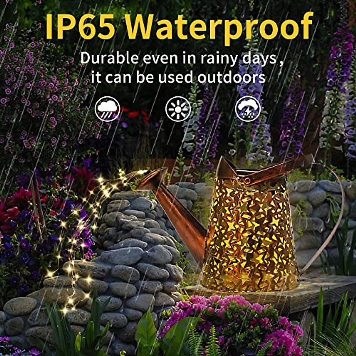 Solar Watering Can with Lights, Halloween Garden Decor Lights 60LEDs Waterproof Hanging Solar Lantern,Mother's Day Christmas Gift for Table Patio Lawn Yard Landscape Pathway