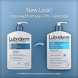 Lubriderm Daily Moisture Lotion + Pro-Ceramide with Shea Butter & Glycerin Helps Moisturize Dry Skin, Hydrating Face, Hand & Body Lotion is Lightly Scented & Non-Greasy, 16 fl. oz (Pack of 6)
