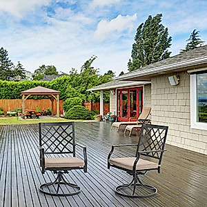 PHI VILLA Swivel Patio Chairs Set of 2 Outdoor Dining Rocker Chair Support 300 lbs for Garden Backyard Bistro Furniture Set with Cushion, Black