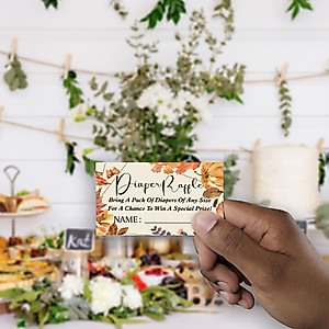 Fall Baby Shower Diaper Raffle Sign,Diaper Raffle Baby Shower Game Kit (1 Standing Sign + 50 Guessing Cards),Little Pumpkin Baby Shower,Halloween Baby Shower Games-QJ18