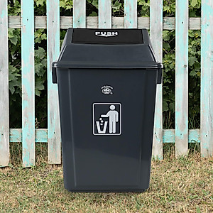 Tyminin 13 Gallon Plastic Swing Lid Trash Can, Outdoor Garbage Can, Grey, 4 Pack