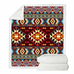 Juirnost Aztec Blanket,Native American Blanket,Western Throw Blankets,Indian Blankets,Mexican Blanket,Navajo Blanket,Southwestern Throw Blanket,Beige Tribal Boheiman Blanket,Ethnic Geometric Blanket