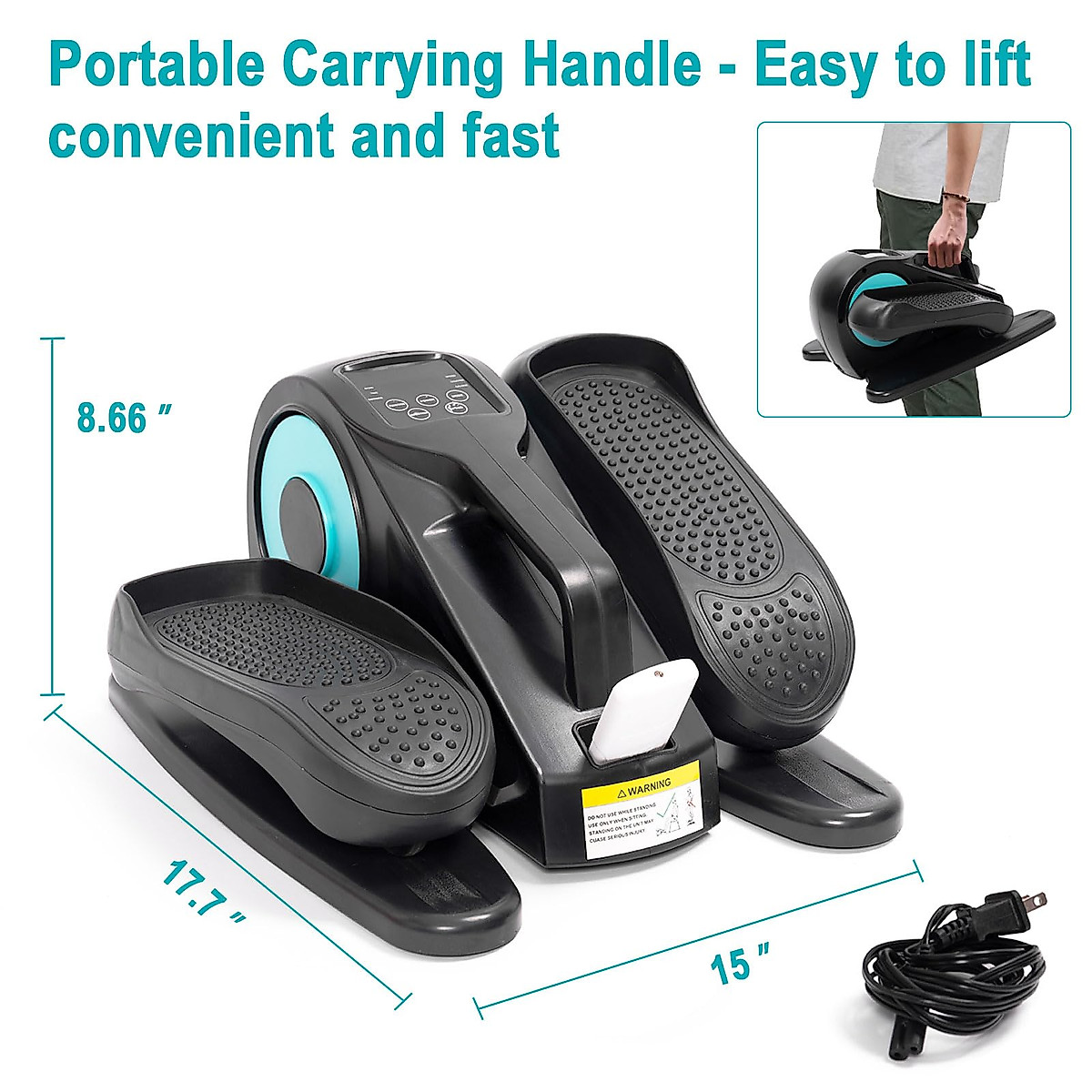 Under Desk Elliptical Machine, Portable Ellipse Leg Exerciser Machine with Remote Control, Mini Elliptical Supports Auto & Manual Mode, Exerciser for Seniors Adults and Teens, Black