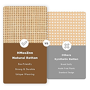 HMeeZnn Rattan TV Stand for 55 Inch TV, Mid Century Modern Entertainment Center with Storage Boho TV Console Table with 2 Cabinets for Living Room Bedroom, Natural Wood