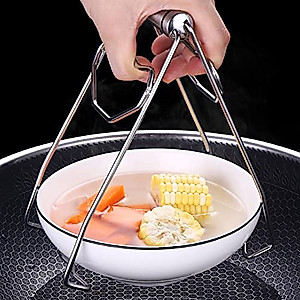 DEFUTAY Stainless Steel Dish Plate Clip,Kitchen Folding Hot Dish Plate Clips,Bowls Clamp Holder Tong for Hot Microwave, Oven,Pots