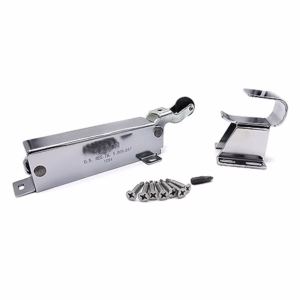 Kason 1094 Polished Chrome Hydraulic Door Closer and Wide 7/8" to 1 5/8" Offset Hook with Hardware KIT