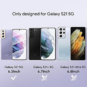 [2+3 Pack] LϟK Designed for Samsung Galaxy S21 5G (Not for S21 Plus), 2 Pack Tempered Glass Screen Protector + 3 Pack Camera Lens Protector, Case Friendly, Installation Tray -Gray