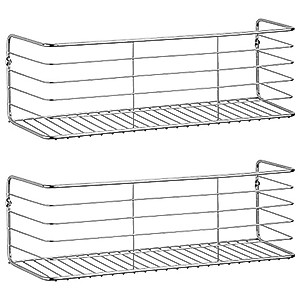 mDesign Wide Metal Wall Mount Decor Storage Organizer Display Shelf - Hang in Bathroom, Kitchen, Entryway, Hallway, Mudroom, Bedroom, Laundry Room - Concerto Collection, 2 Pack - Chrome