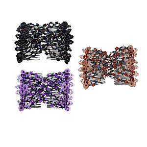 LOVEF 3pcs Magic Beads Elastic Double Hair Comb Clip Stretchy Hair Combs Clips Fashion Hair Style Hairpin Magic Hair Combs Headbands