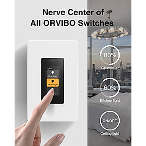 Smart Dimmer Switch with Touchscreen, ORVIBO Matter-Certified Single Pole Wi-Fi Dimmable Light Switches, Works with Alexa & Google Home, Neutral Wire Required (Dimmer)