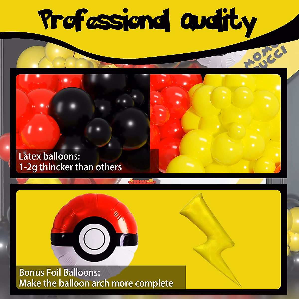 MOMO RUCCI 128Pcs Red Black Yellow Balloons Arch Garland Kit, with Cartoon Flash Lightning Foil Balloon,for Superhero Theme Race Car Cartoon Boy Birthday Baby Shower Party Decoration Supplies
