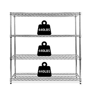 lesolar 4-Tier Storage Shelving Unit 70.8''x 17.7''x 61'' Large Heavy Duty Storage Shelves Metal Storage Rack Standing Storage Shelf for Kitchen Restaurant Warehouse Hospital Laboratory Pharmacy