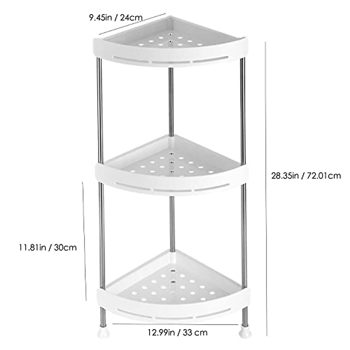 IYAR HOME 3 Tier Shower Caddy Organizer Shelf Rack Corner 12.99 x 9.45 x 28.35 Shower Stands for Inside Bathroom Kitchen Small Space White