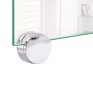Wide Mirror Clip Set,Glass Shelf Bracket 4PCS, Polished Chrome