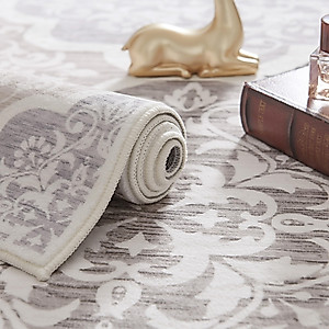 jinchan Area Rug 2x3 Entryway Moroccan Rug Washable Floral Rug Lattice Rug Indoor Door Mat Small Rug Non Slip Accent Rug Medallion Thin Rug Soft Rug Carpet for Kitchen Bathroom Bedroom Grey