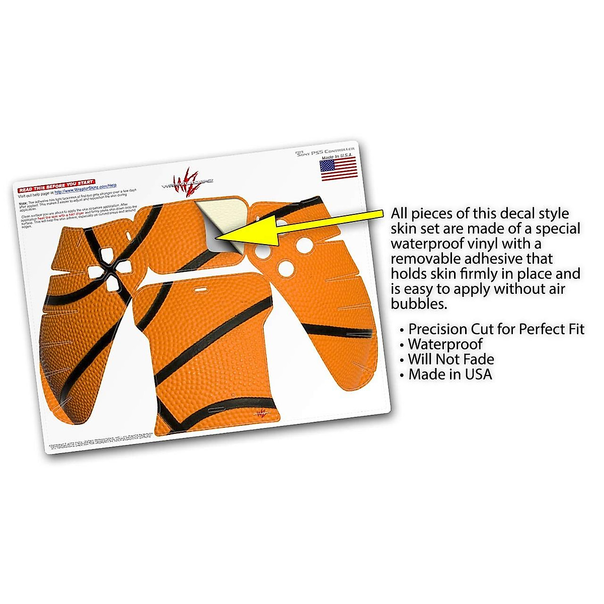 WraptorSkinz Skin Wrap compatible with Sony PS5 DualSense Controller Basketball (CONTROLLER NOT INCLUDED)