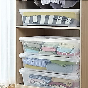 Minekkyes 4-Pack 40 Quart Large Plastic Under Bed Storage Bin, Underbed Box With Wheels/Lids, Clear