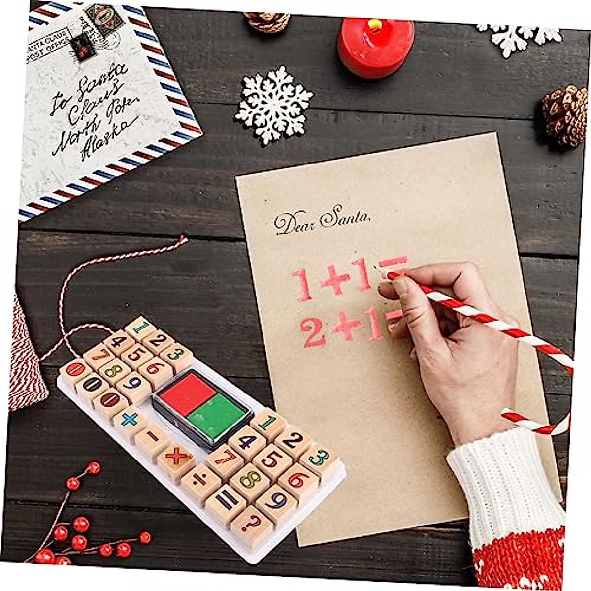 Tofficu 2 Sets kidcraft playset Number Stamps Wooden Stamp kit Wooden Stamp for Scrapbooking Wooden for Card Making Number Stamper Number Signet Stamper Seal die Bamboo Boxed