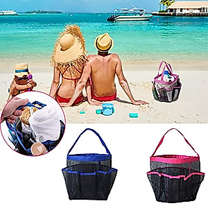 convinced8 Mesh Shower Caddy Basket, Mesh Totes-Shower Caddy Portable Bath & Toiletry Organizer-Bag with 8 Outer Pockets for College Dorm, Travel, Camping (Hot Pink, One Size)