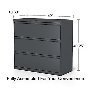 Lorell Fortress File Cabinet, 42 by 18-5/8 by 40-1/4-Inch, Charcoal