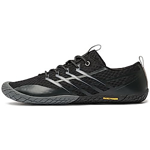 TSLA Men's Trail Running Shoes, Lightweight Athletic Zero Drop Barefoot Shoes, Non Slip Outdoor Walking Minimalist Shoes, Barefoot Trail Black & Dark Grey, 11