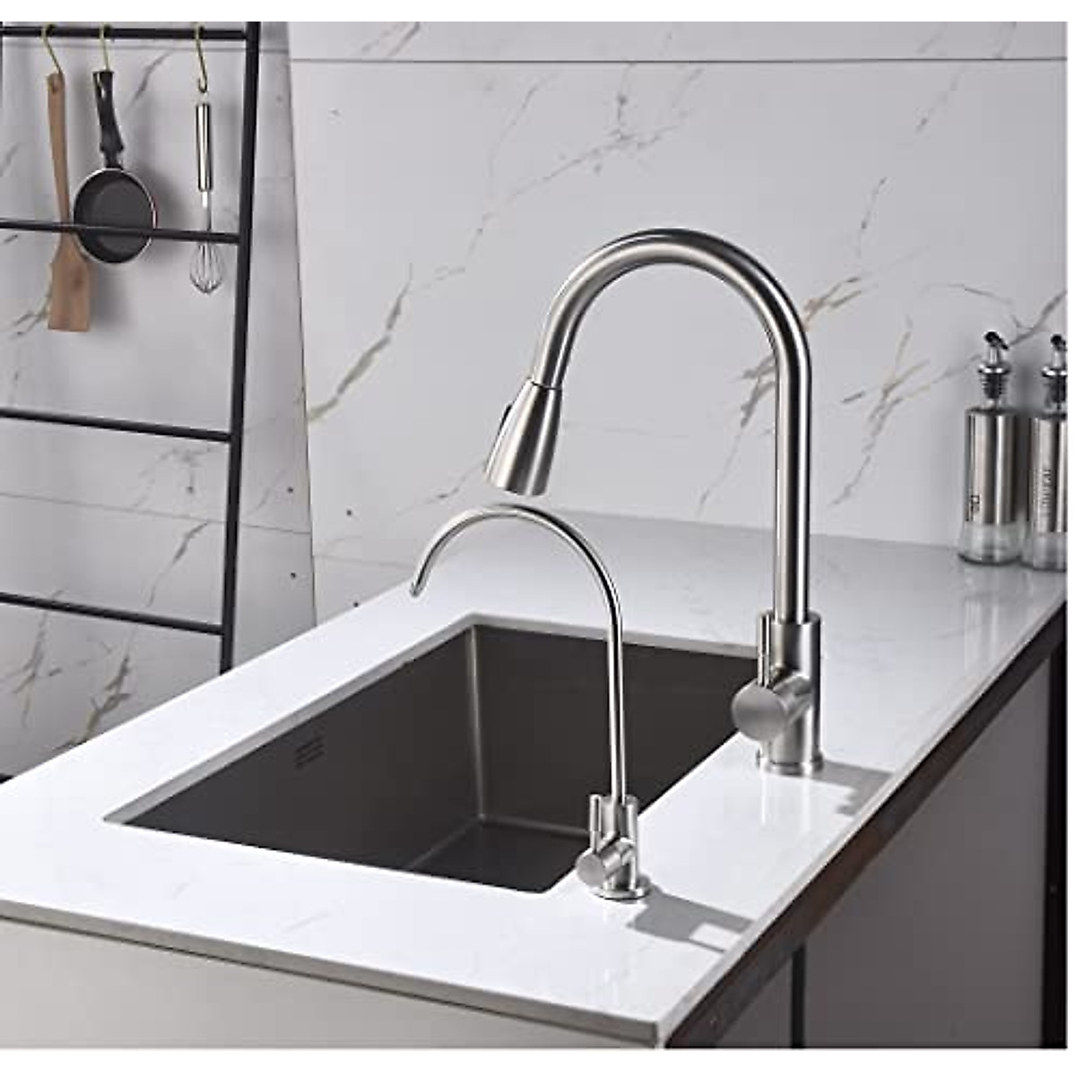 Apaix Drinking Water Faucet Brushed Stainless Steel, Kitchen Water Purifier Faucet for Non-Air Gap Reverse Osmosis Water Filtration System