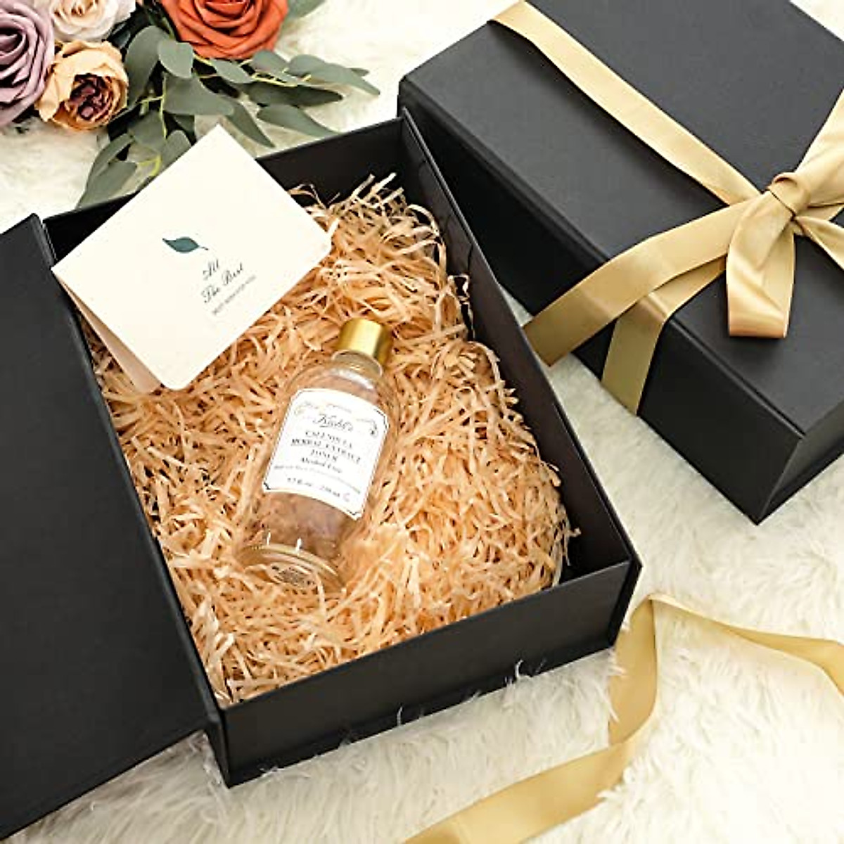 SENNAUX Gift Box 6PACK 11*8*3.5 Inches Gift Boxs with Lid Magnetic Closure Packaging Box Decorative Box with Ribbon for Christmas, Mother's Day, Father's day, Birthdays, Bridal Gifts, Weddings (6PACK-11''*8''*3.5'', Black)