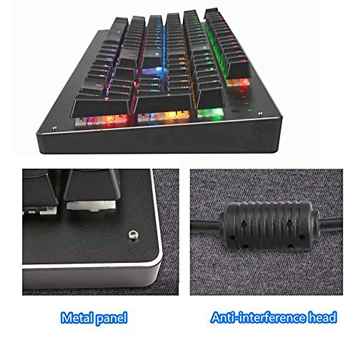 Blue Switch Mechanical Gaming Keyboard - Backlit Wired Gaming Keyboard - 104 Standard Keys - PC Gaming Keyboard for Windows Computer Gamers