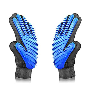 Pet Grooming Glove Brush Bathing Massage Gloves Efficient Pets Hair Remover Mitt Perfect for Dogs & Cats & Horses with Long & Short Fur Enhanced