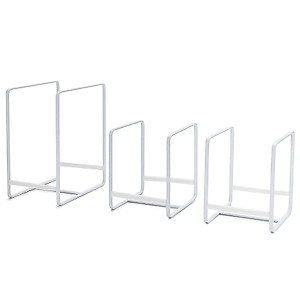 Juvale 3 Piece Plate Organizer for Kitchen Cabinet, Shelf, 2 Sizes for Pots, Pans, Cutting Boards (White)
