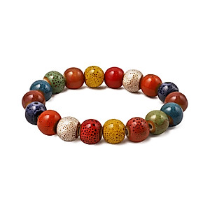 MINACHI Bohemian Colorful Round Beads Bracelet, Boho Jewelry Gift for Women