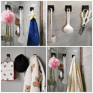 3M Hooks,Adhesive Hooks Heavy Duty Stick on Wall Hooks Towel Hooks Door Hooks Waterproof Stainless Steel Adhesive Towel Hooks Adhesive Holders for Hanging Clothes Bathroom Adhesive Hook 6 Pack (Black)