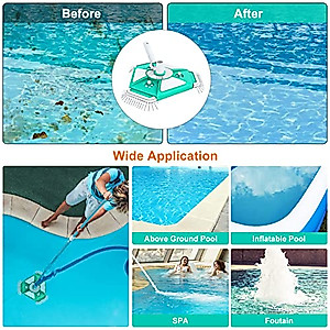 PooLuck Pool Vacuum Head with Side Nylon Bristles【Newest】, Weighted Triangular Pool Vacuum Head with Swivel Rotatable Handle, Connect 1-1/4" 1-1/2" Hose for Above Ground Pool Safe on Vinyl Liner Pool