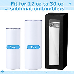 Perkoop 60 Pcs Gift Boxes for Sublimation Tumbler Transparent Tumblers Boxes Exhibition Box with Window for 12oz 20oz 30oz Heat Press Sublimation Blanks Skinny Tumbler Gift Wrapping(Black)