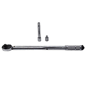 Drive Click Torque Wrench Set 10-150 ft/lb(13.6-203.5Nm) with 3/8" Adapter and 5" Long Extension Bar