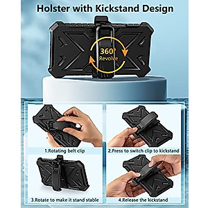 FNTCASE for iPhone 14Plus Phone Case: Rugged Protective Belt Clip Holster Heavy Duty with Built in Kickstand - 360 Protection Shockproof Cover for Apple iPhone 14 Plus Cases, 6.7inch (Matte Black)