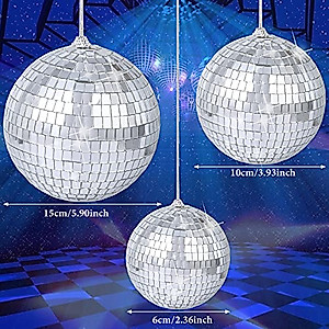 Ujuuu 8 Pieces Mirror Disco Balls Silver Hanging Disco Light Mirror Ball for Retro Party, Fun Party, Home Bands Decorations