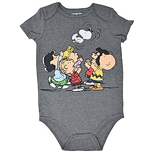 Peanuts Snoopy Newborn Baby Boys 4 Pack Short Sleeve Bodysuits Peanuts '20 3-6 Months