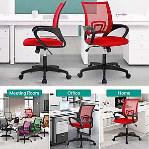 Office Chair Ergonomic Desk Chair Mesh Adjustable Computer Chair Comfortable Adjustable Height Executive Task Chair with Wheel Armrests for Adults Kids, Red